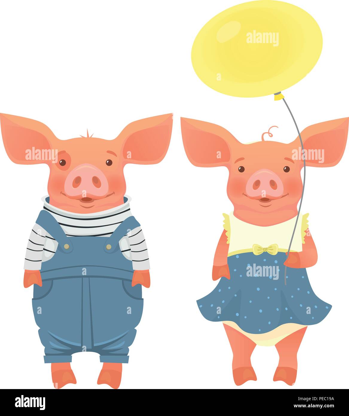 Two pigs holding balloon. Symbol of friendship, love and teamwork ...