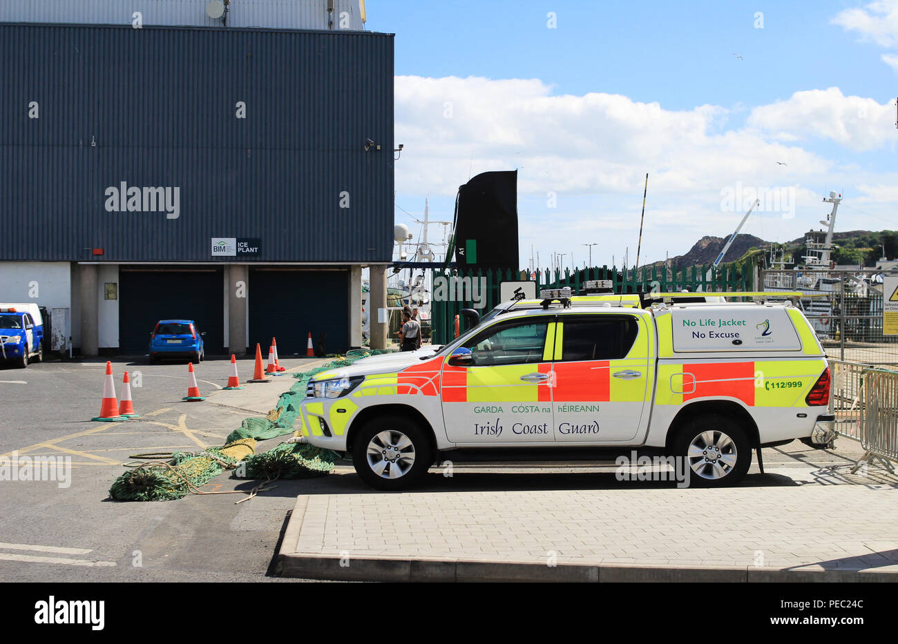 A vehicle of the Irish Coast Guard parked in Howth Dublin Ireland, with ...