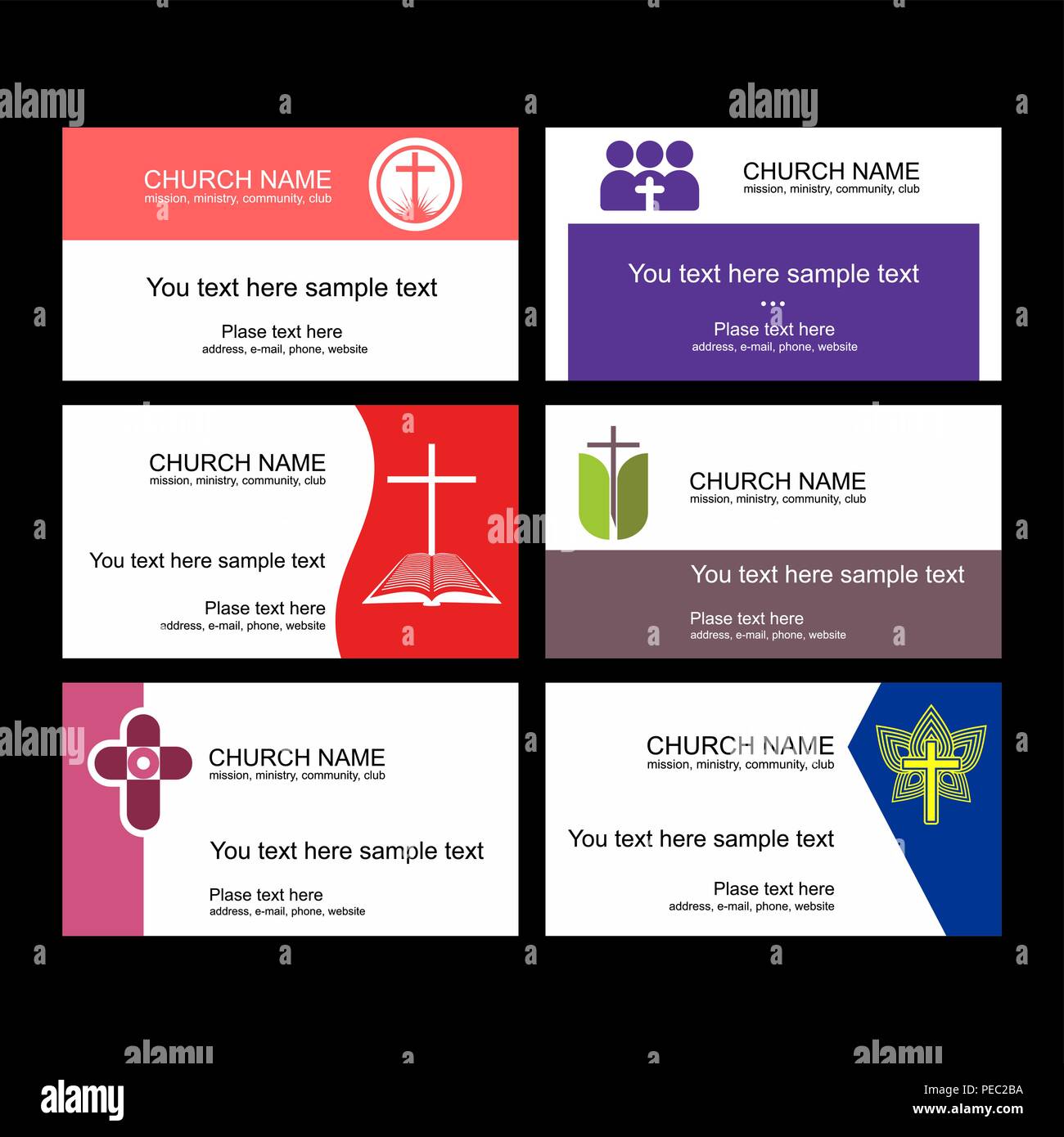 A set of business cards of the church, a ministry or mission, a club or ...
