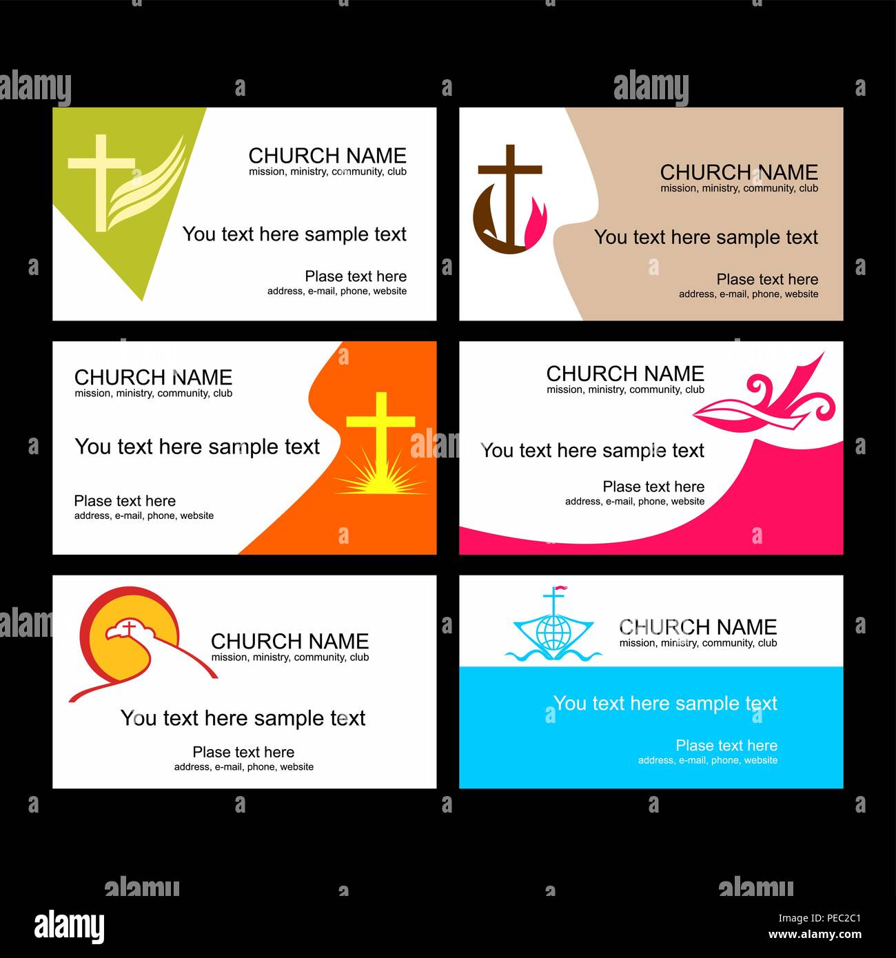 A set of business cards of the church, a ministry or mission, a club or ...
