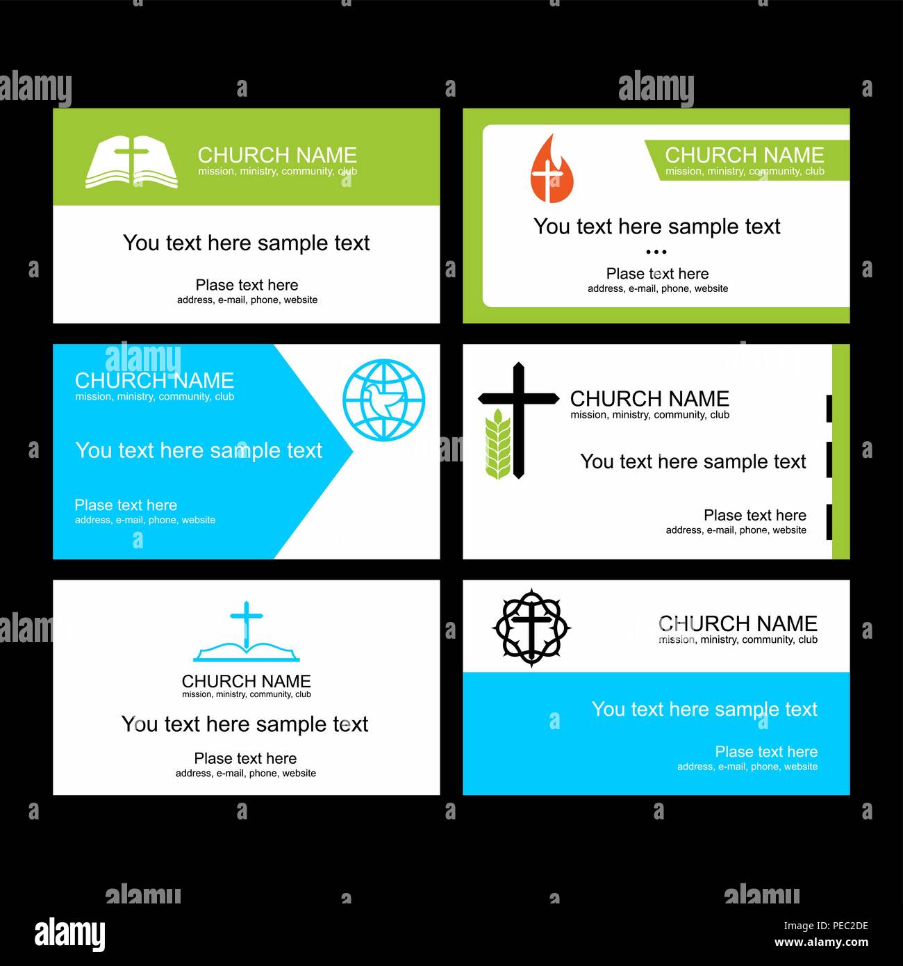 A set of business cards of the church, a ministry or mission, a club or ...