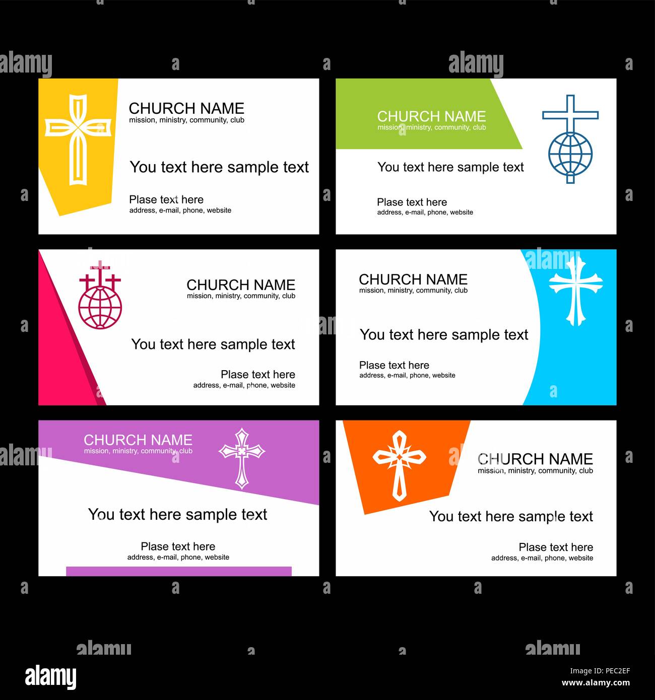 A set of business cards of the church, a ministry or mission, a club or ...