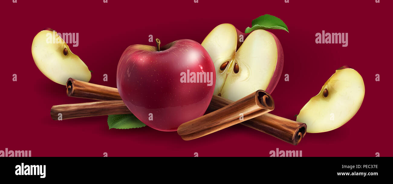 Apple cinnamon illustration hi-res stock photography and images - Alamy