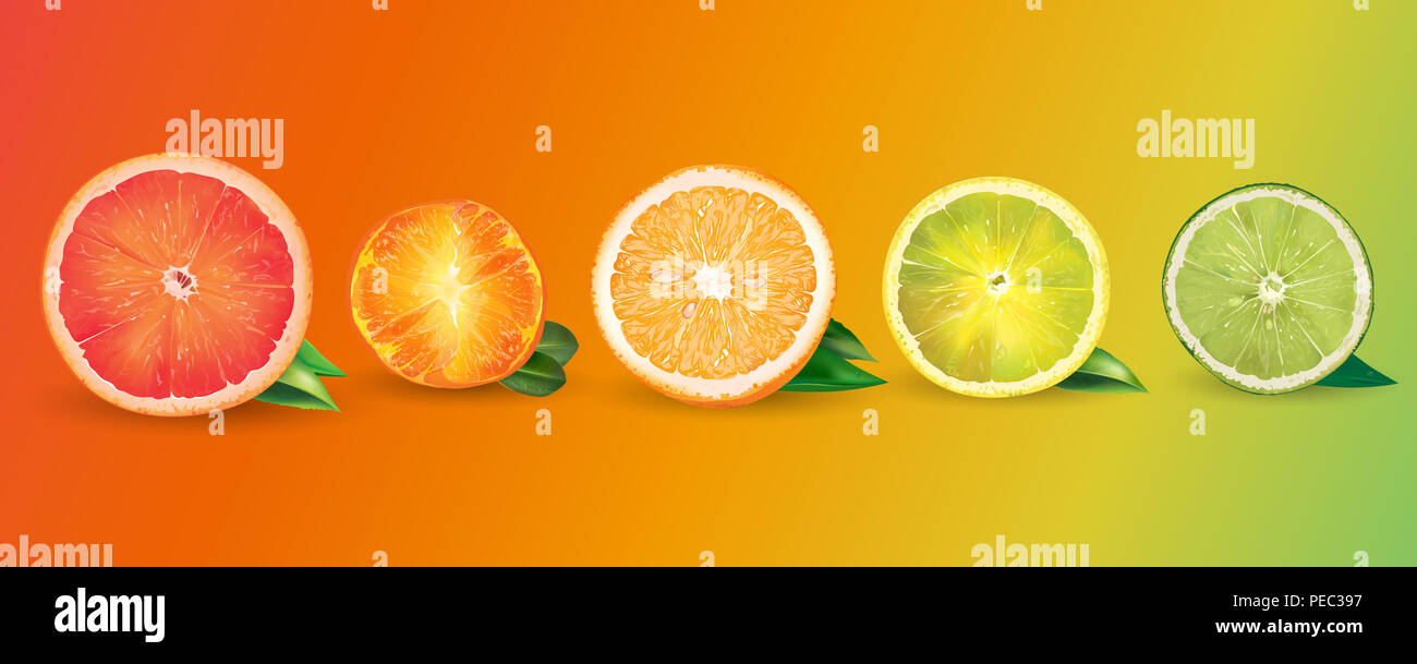 Orange, lemon, citrus, mandarin, grapefruit and lime Stock Photo - Alamy