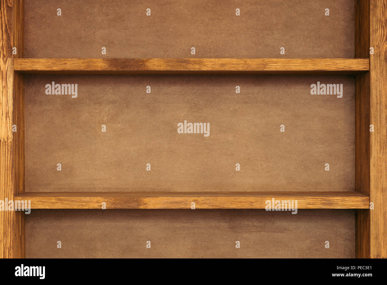 close-up view of empty wooden shelves background Stock Photo - Alamy