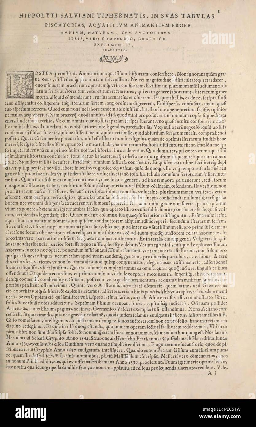 Aquatilium animalium historiae, liber primus (Page 1 Stock Photo - Alamy
