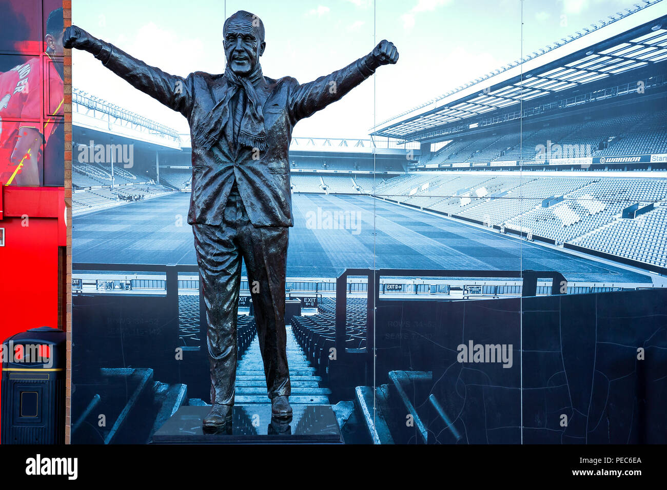 LIVERPOOL, UK - MAY 17 2018: Statue of Bill Shankly in front of Anfield ...