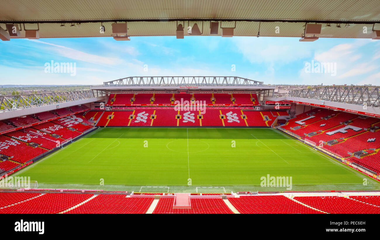 LIVERPOOL, UNITED KINGDOM - MAY 17 2018: Anfield stadium, the home ...