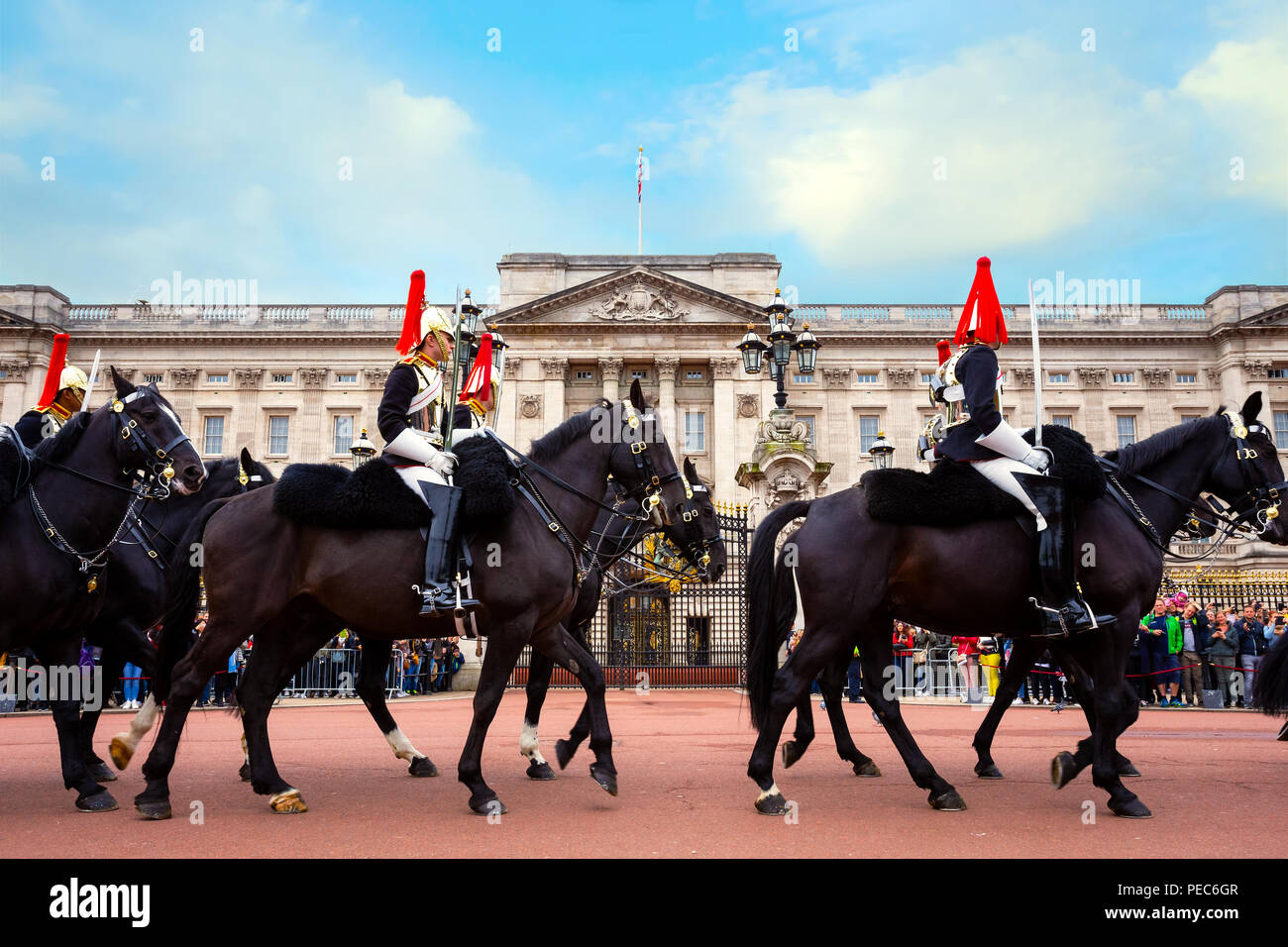 LONDON, UK - MAY 13 2018: The changing of the guard at Buckingham ...