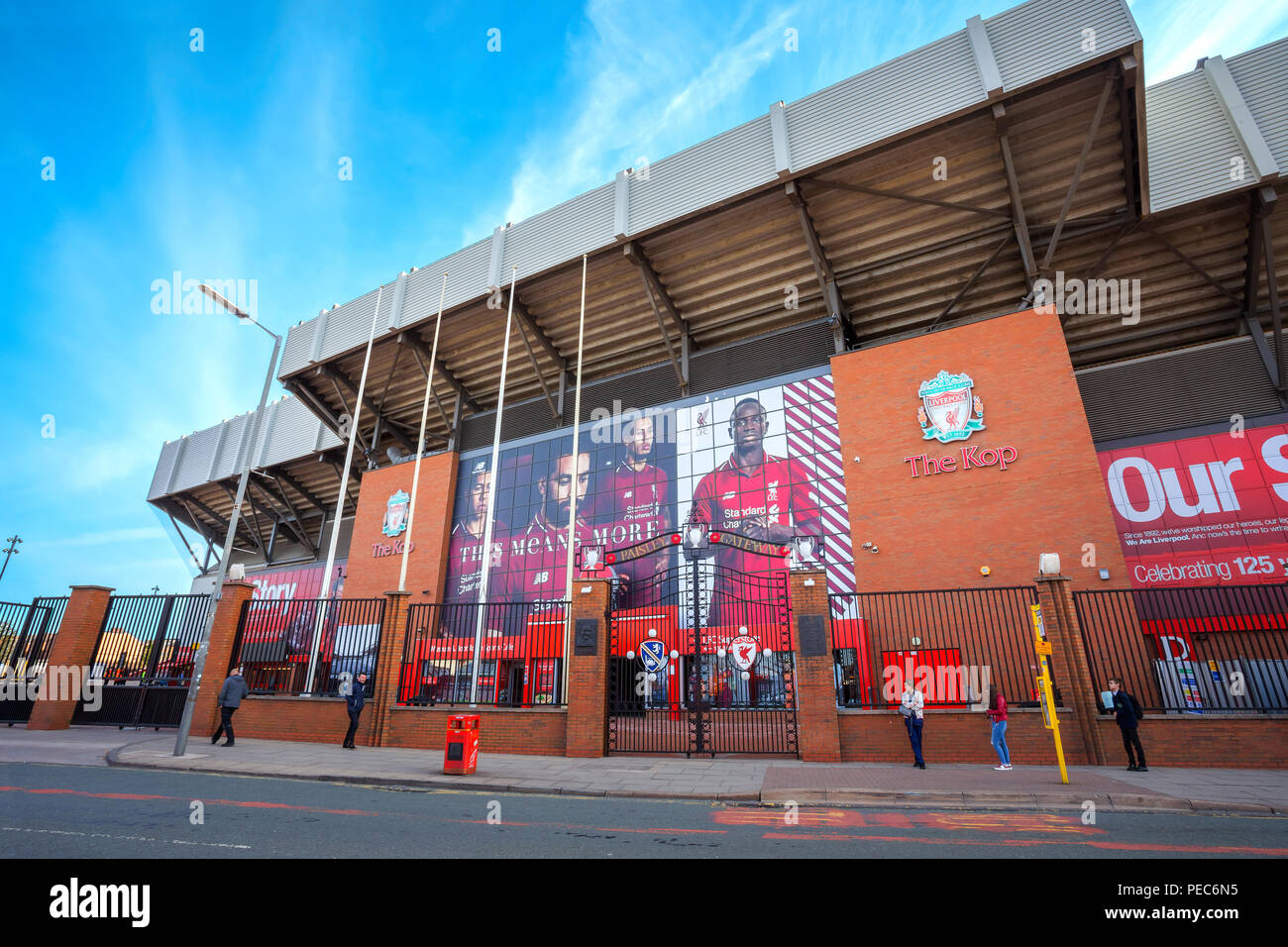 LIVERPOOL, UK - MAY 17 2018: Anfield stadium, the home ground of ...