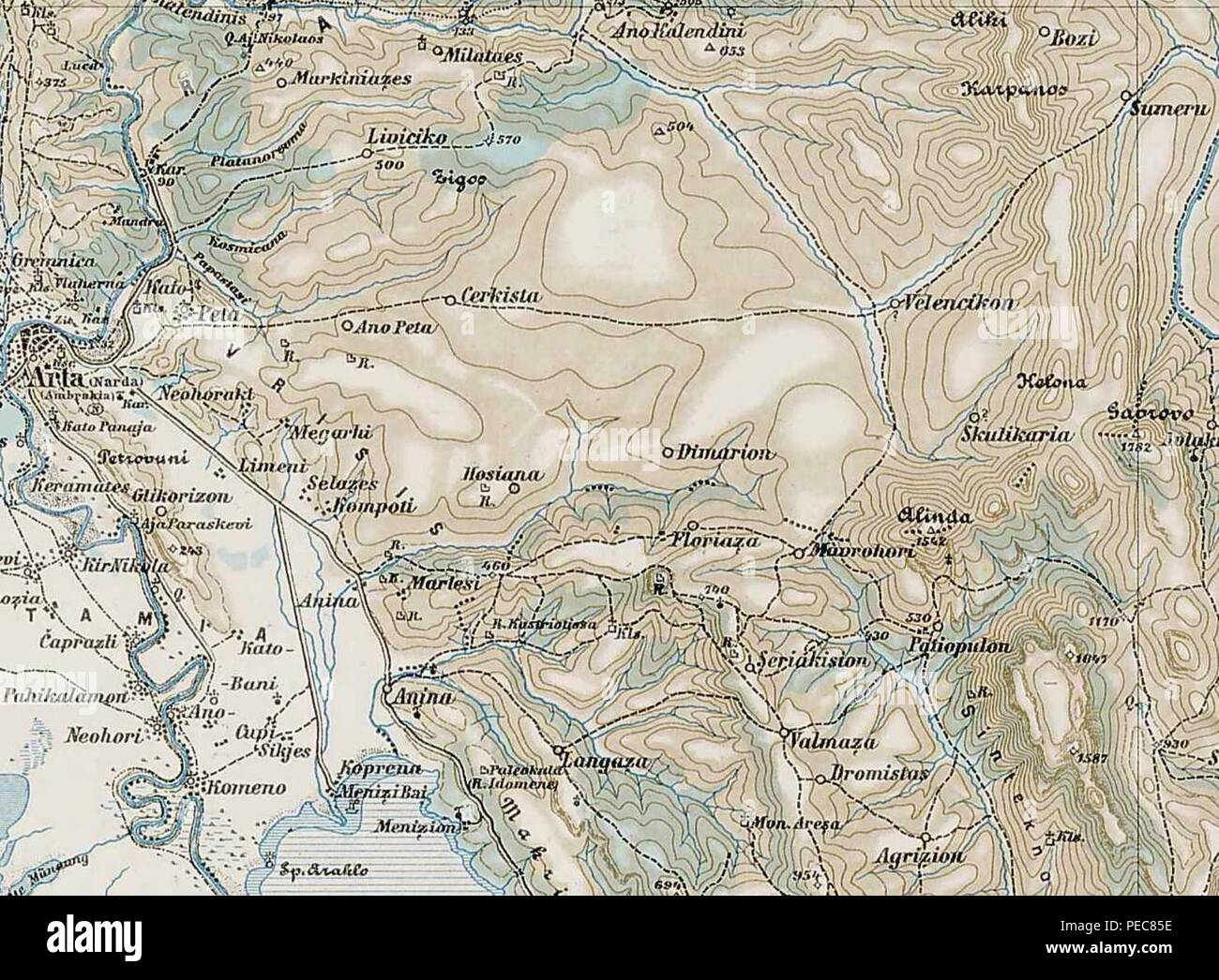 Arta Map 1887s Stock Photo - Alamy