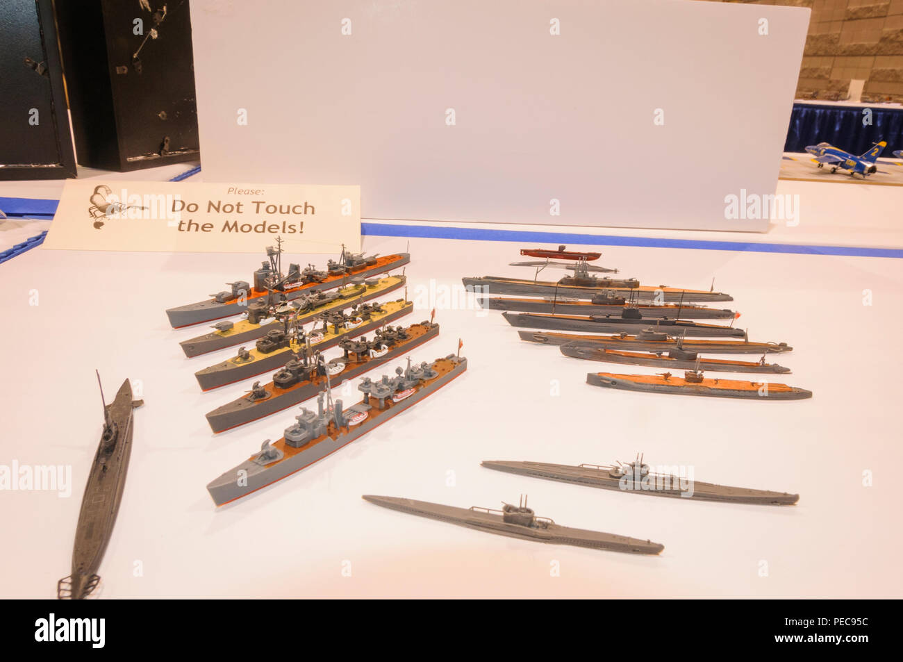 Models of military destroyers are on display at International Modeling ...