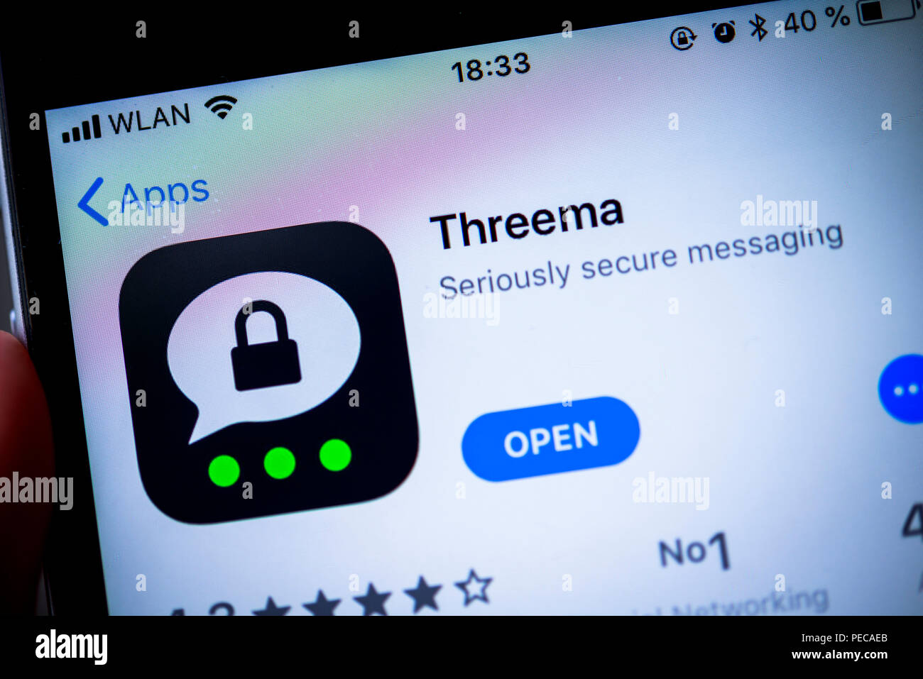 Threema, secure Instant Messenger App, in the Apple App Store, app icon ... Threema, secure Instant Messenger App, in the Apple App Store, app icon ...