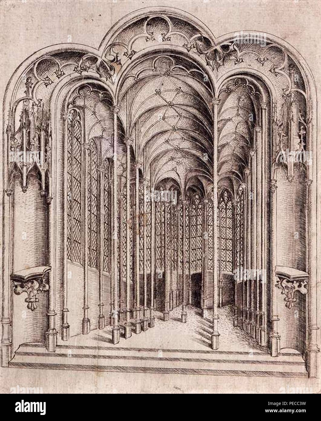 Artwork by unknown artist - Interior of a Gothic Church Stock Photo - Alamy