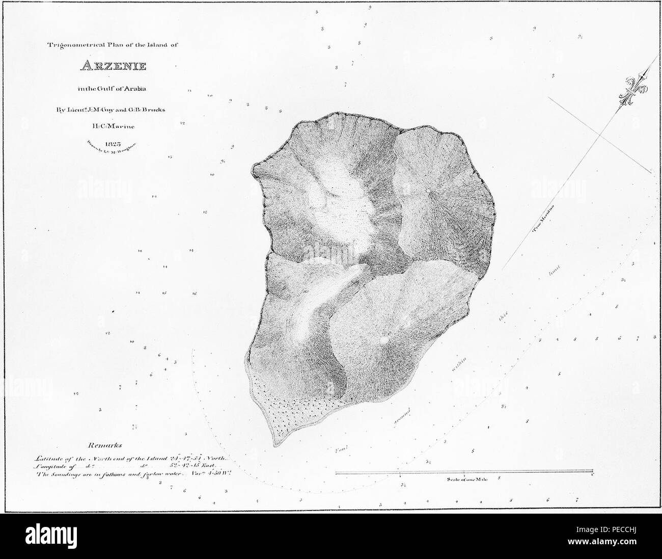 Arzanah 1825 map (retouched Stock Photo - Alamy
