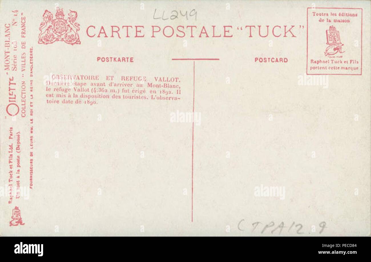 Ascension du Mont-Blanc Observatorie et Refuge Vallot. (105-14 Stock ...