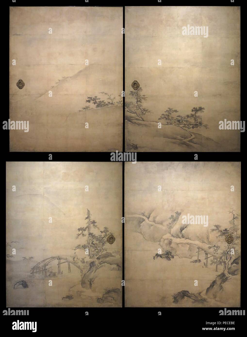 'Landscape with Chinese Figures', anonymous fusuma panels, Honolulu ...