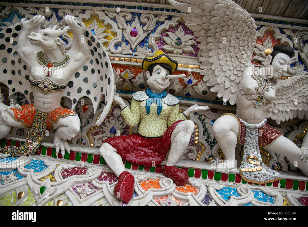 Bangkok, Thailand. 13th Aug, 2018. A character of Pinocchio made from ...