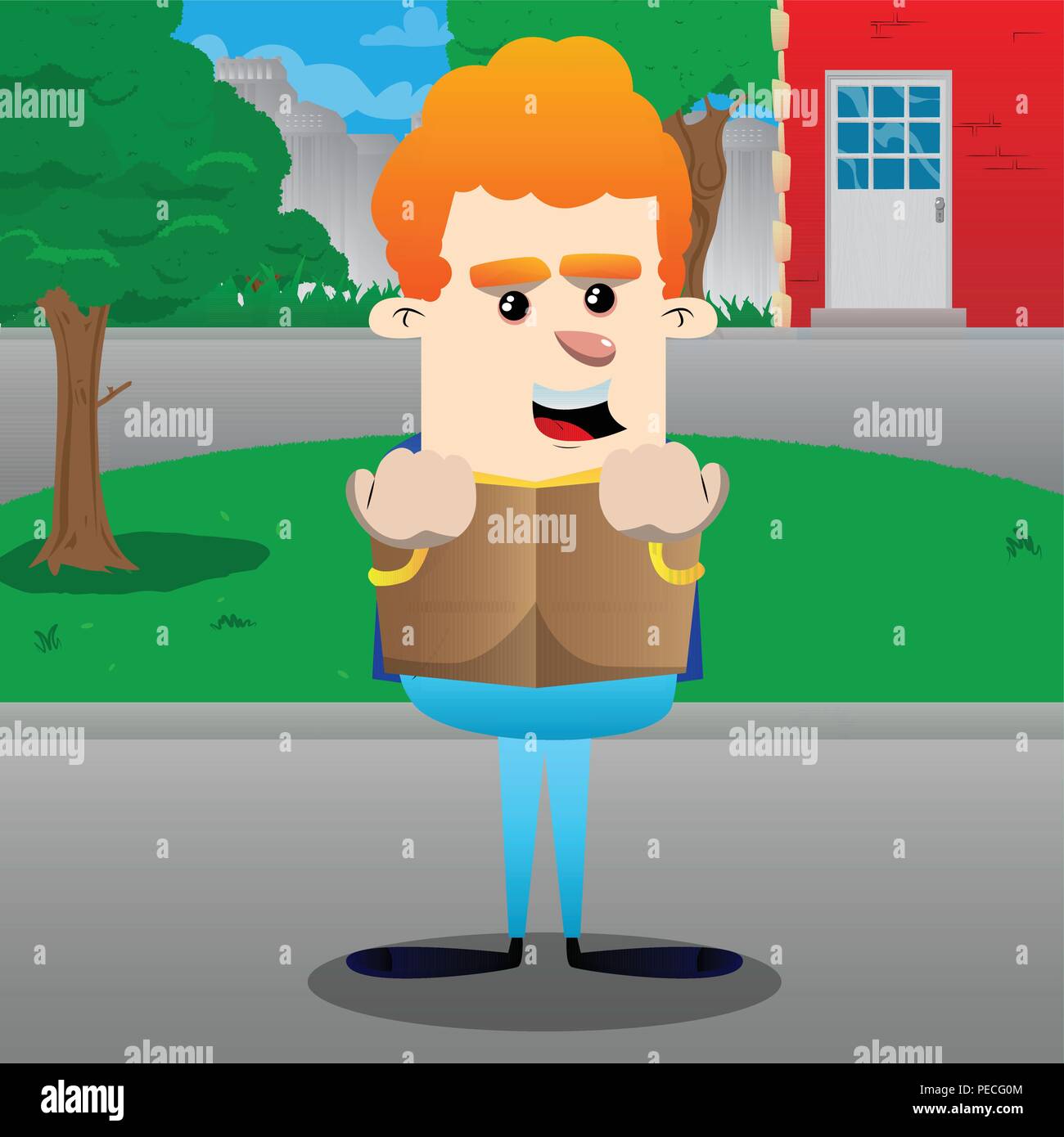Boy hiding behind book Stock Vector Images - Alamy