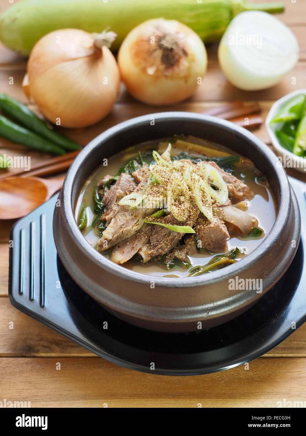 Korean food Goat soup Stock Photo - Alamy