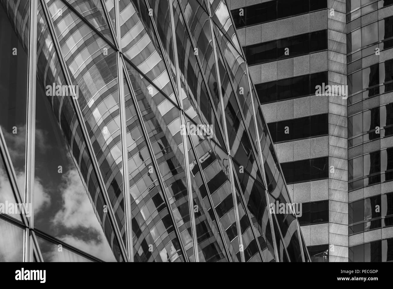 windows of commercial building in Hong Kong with B&W color Stock Photo ...