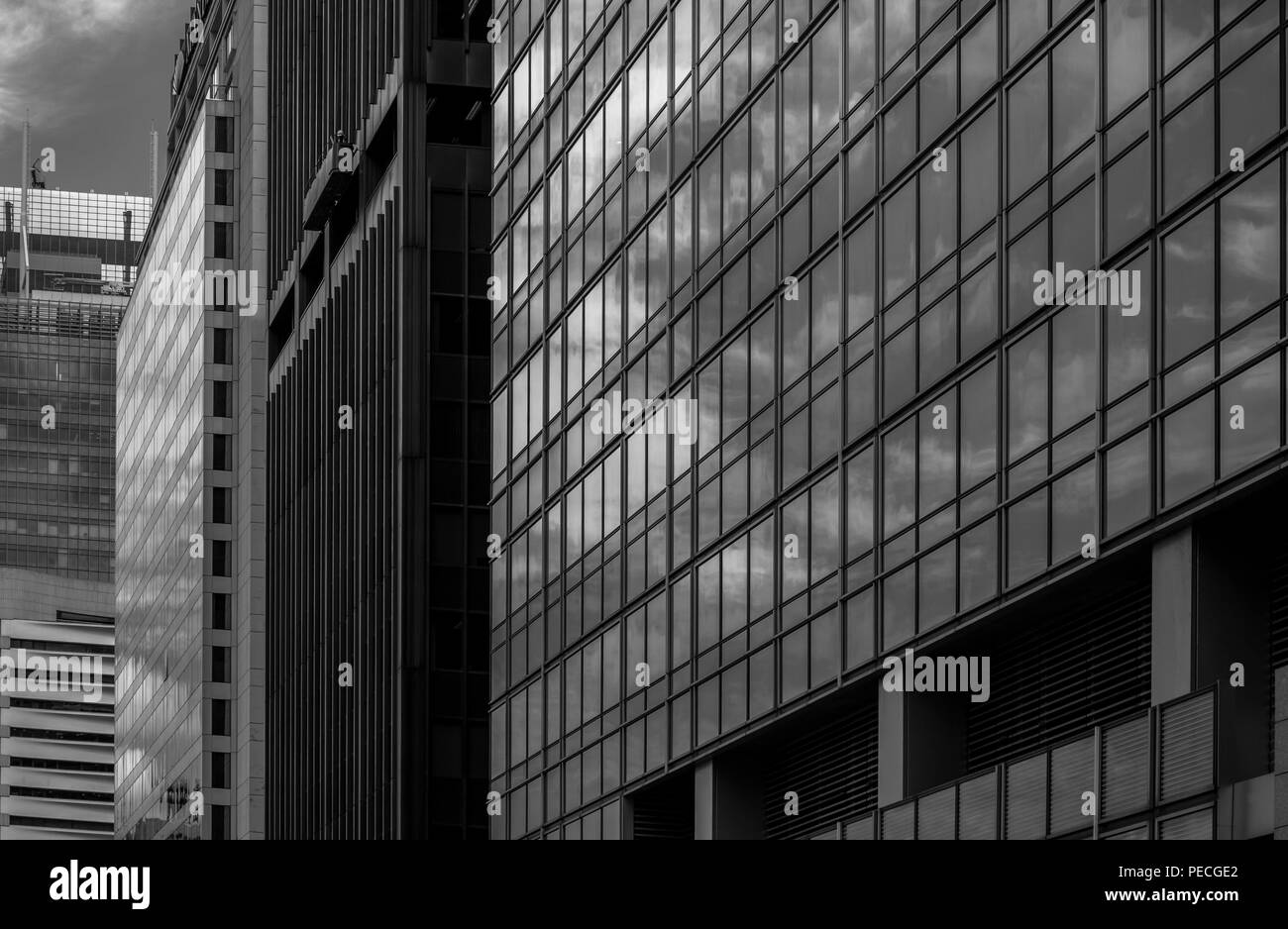windows of commercial building in Hong Kong with B&W color Stock Photo ...