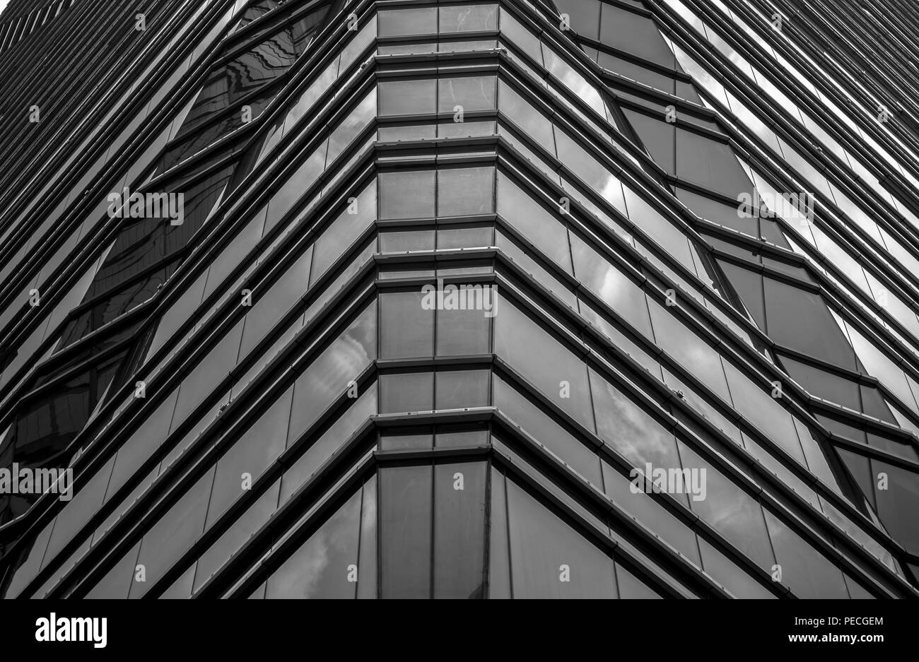 windows of commercial building in Hong Kong with B&W color Stock Photo ...