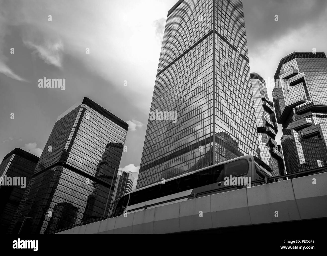 windows of commercial building in Hong Kong with B&W color Stock Photo ...