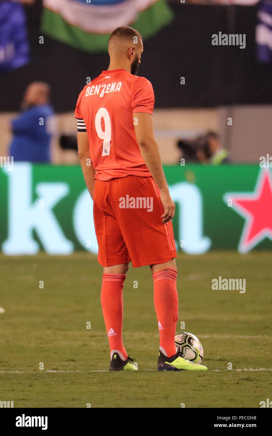 Striker Karim Benzema of Real Madrid #9 in action against Roma in the ...