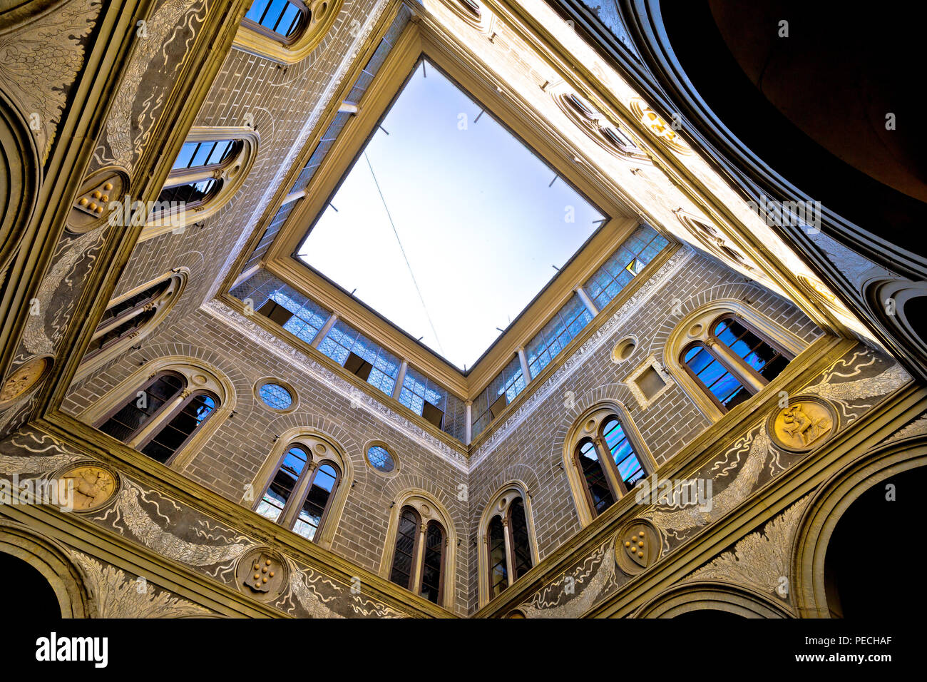 Palazzo Medici famous landmark of Florence atrium view, Tuscany region ...