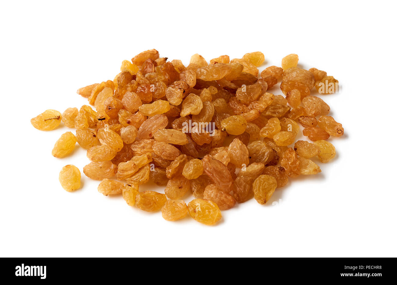 Heap of yellow raisins isolated on white background Stock Photo - Alamy