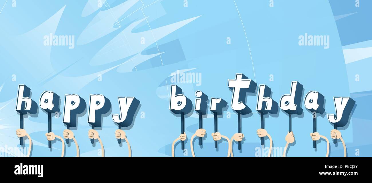 Diverse hands holding letters of the alphabet created the word Happy ...