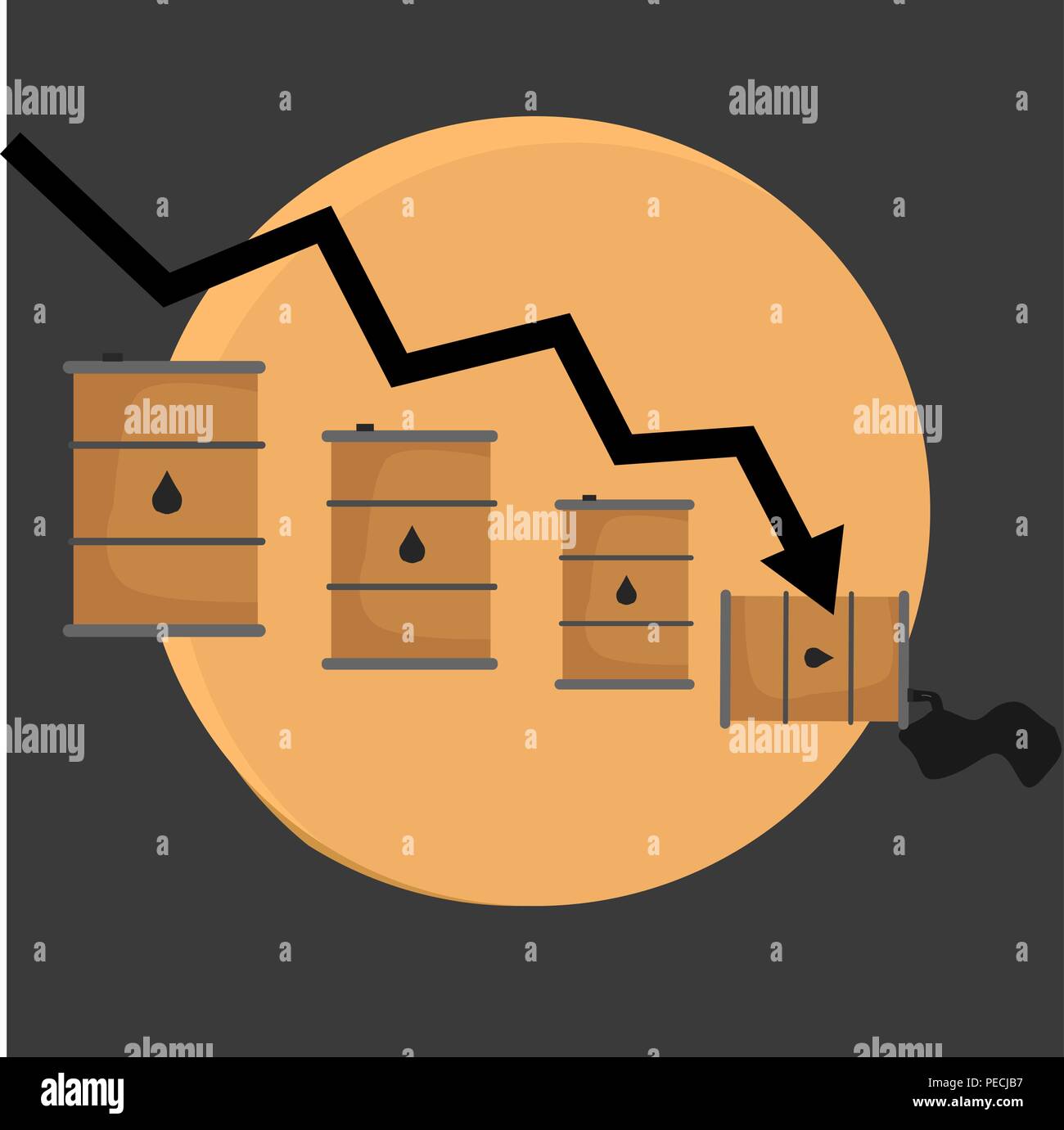 Oil industry crisis concept. Drop in crude oil prices. Financial markets vector illustration ...