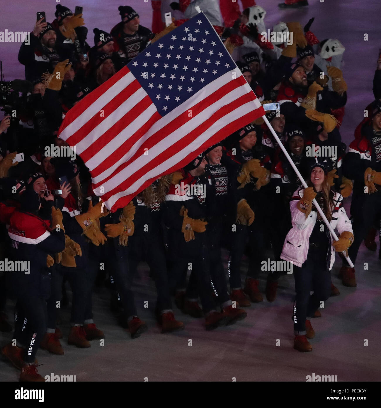 American Olympic team marched into the PyeongChang 2018 Olympics ...