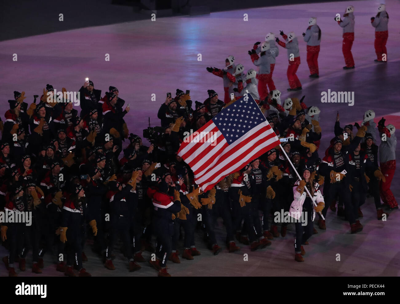 American Olympic team marched into the PyeongChang 2018 Olympics ...