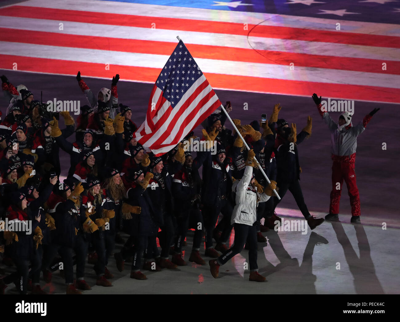 American Olympic team marched into the PyeongChang 2018 Olympics ...