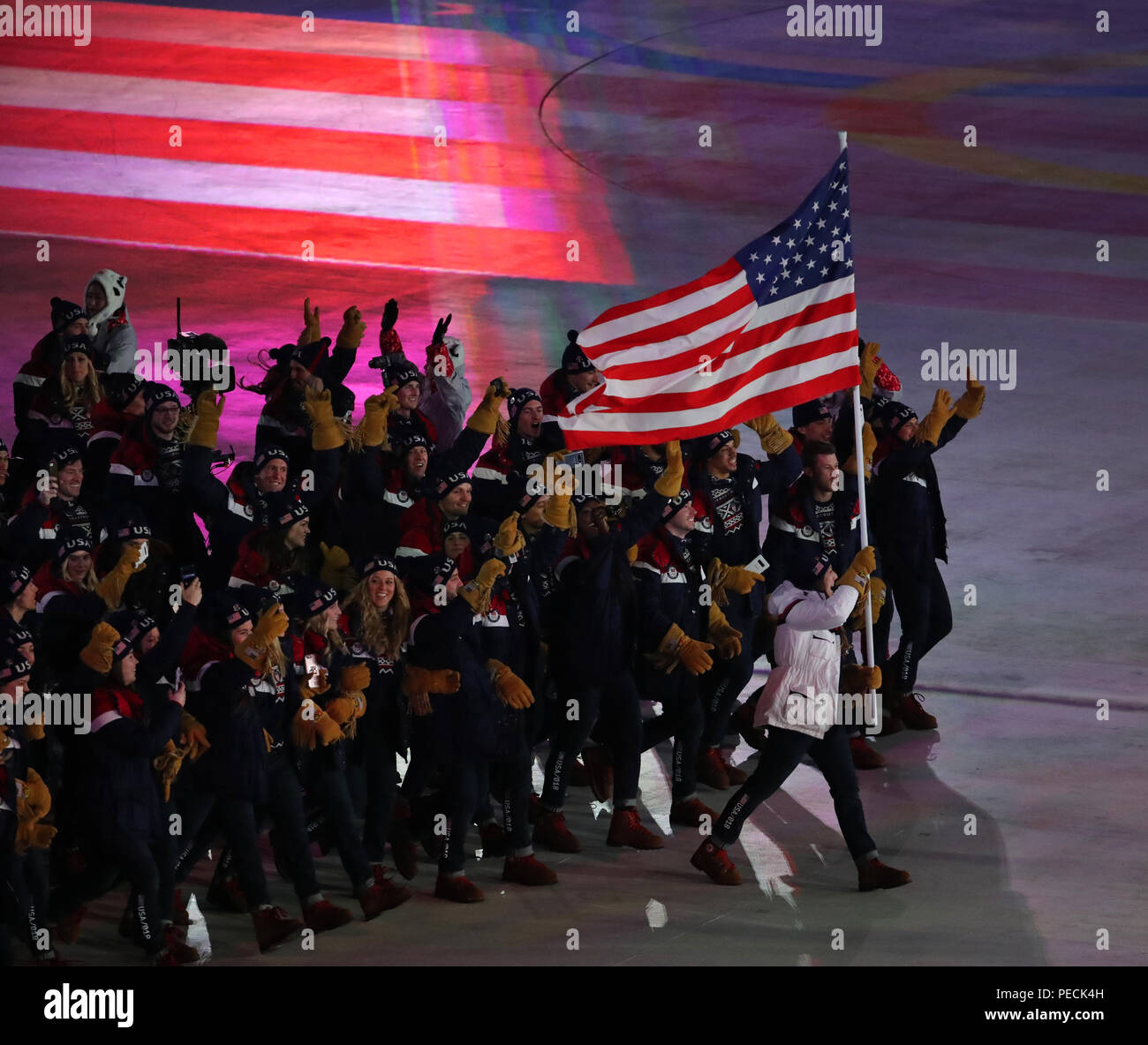 American Olympic team marched into the PyeongChang 2018 Olympics ...