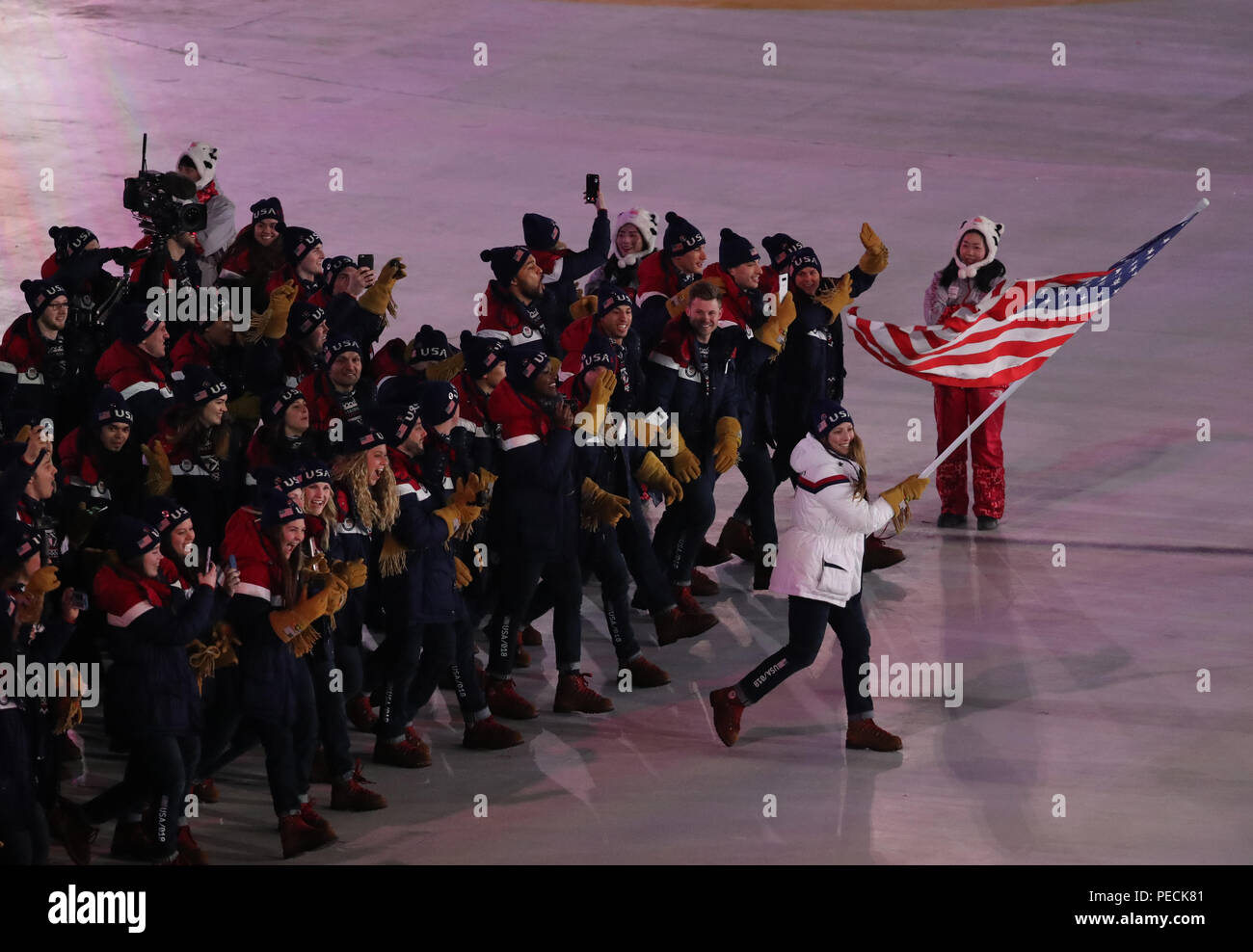 American Olympic team marched into the PyeongChang 2018 Olympics ...