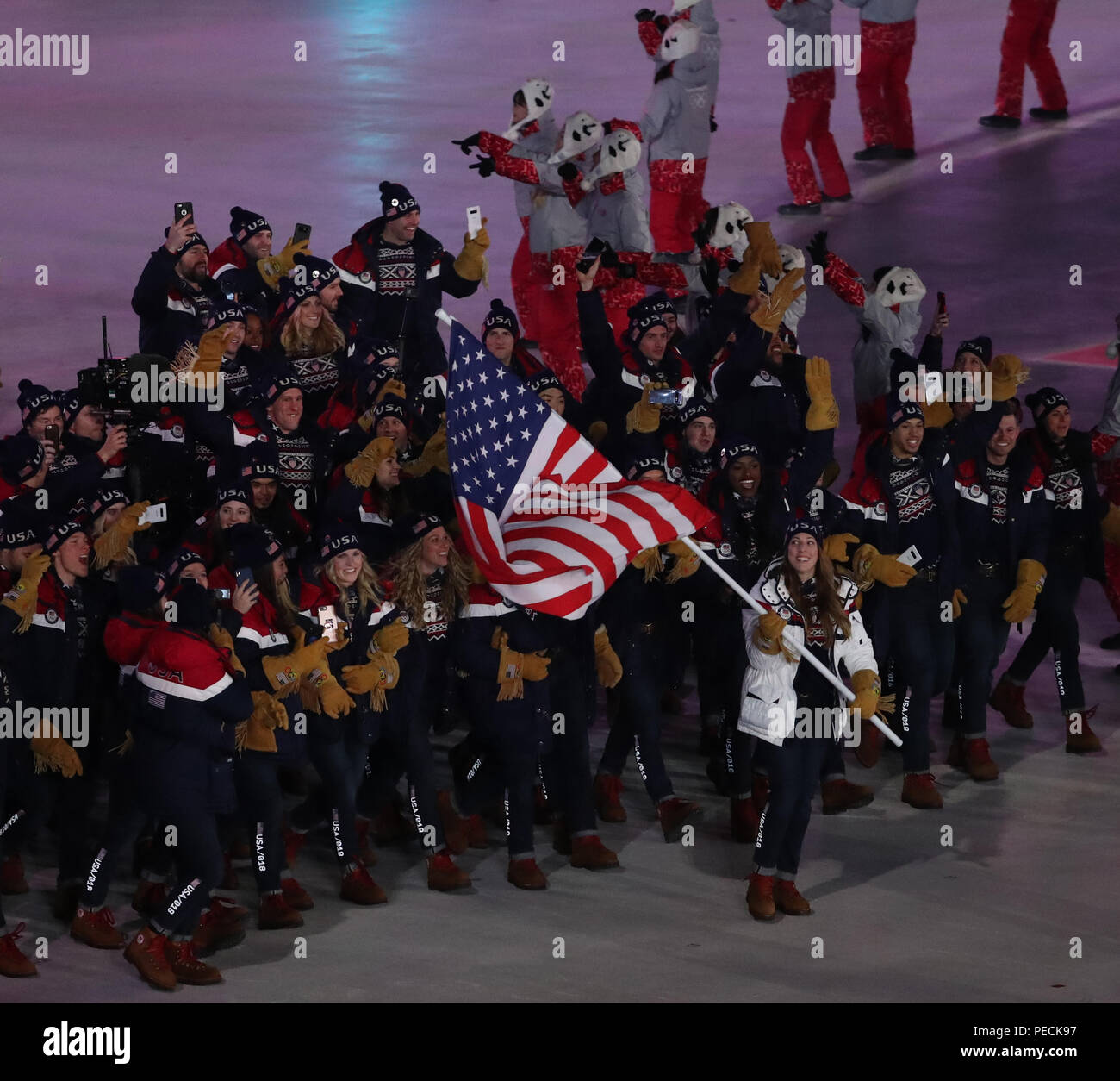 American Olympic team marched into the PyeongChang 2018 Olympics ...