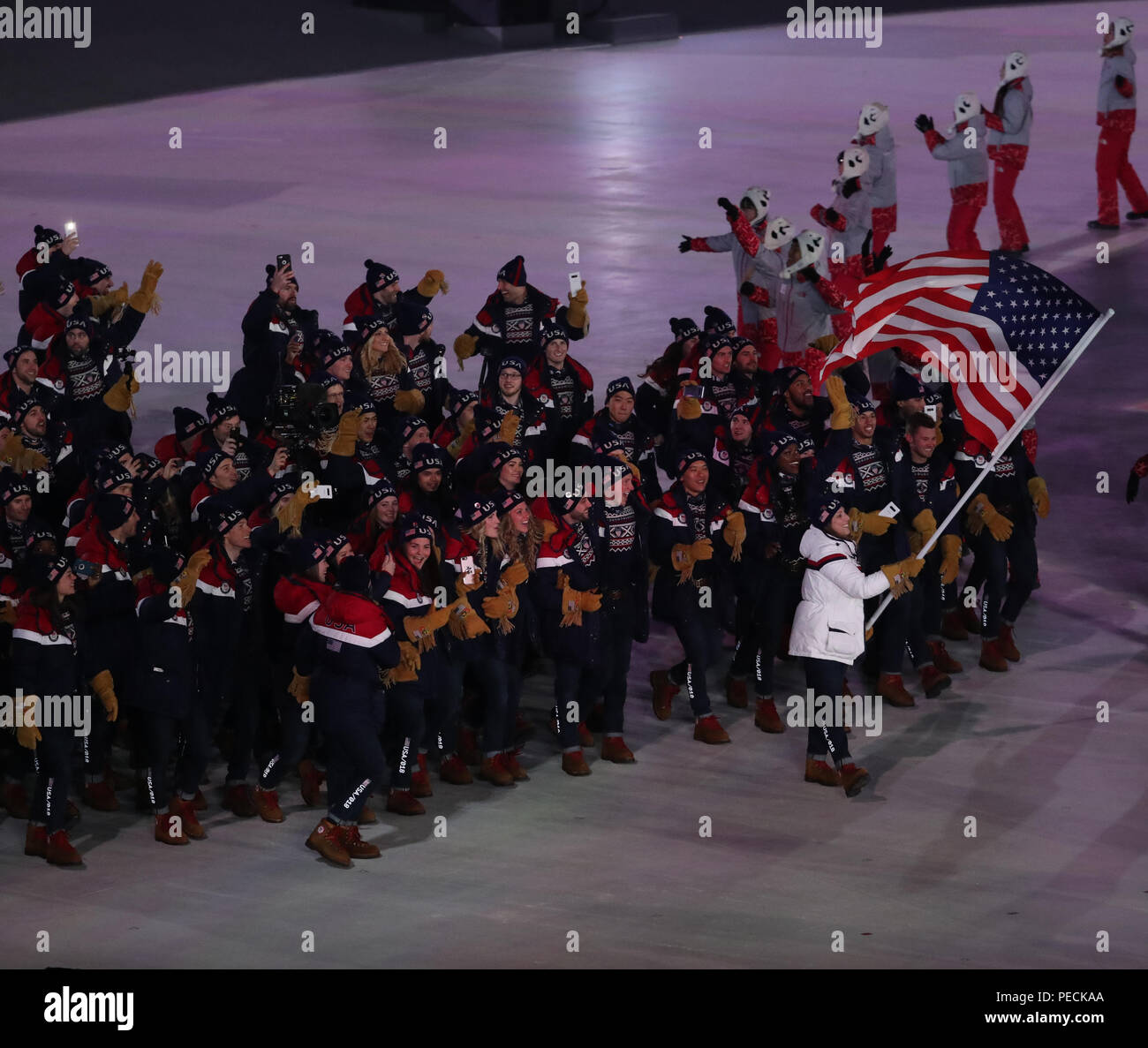 American Olympic team marched into the PyeongChang 2018 Olympics ...