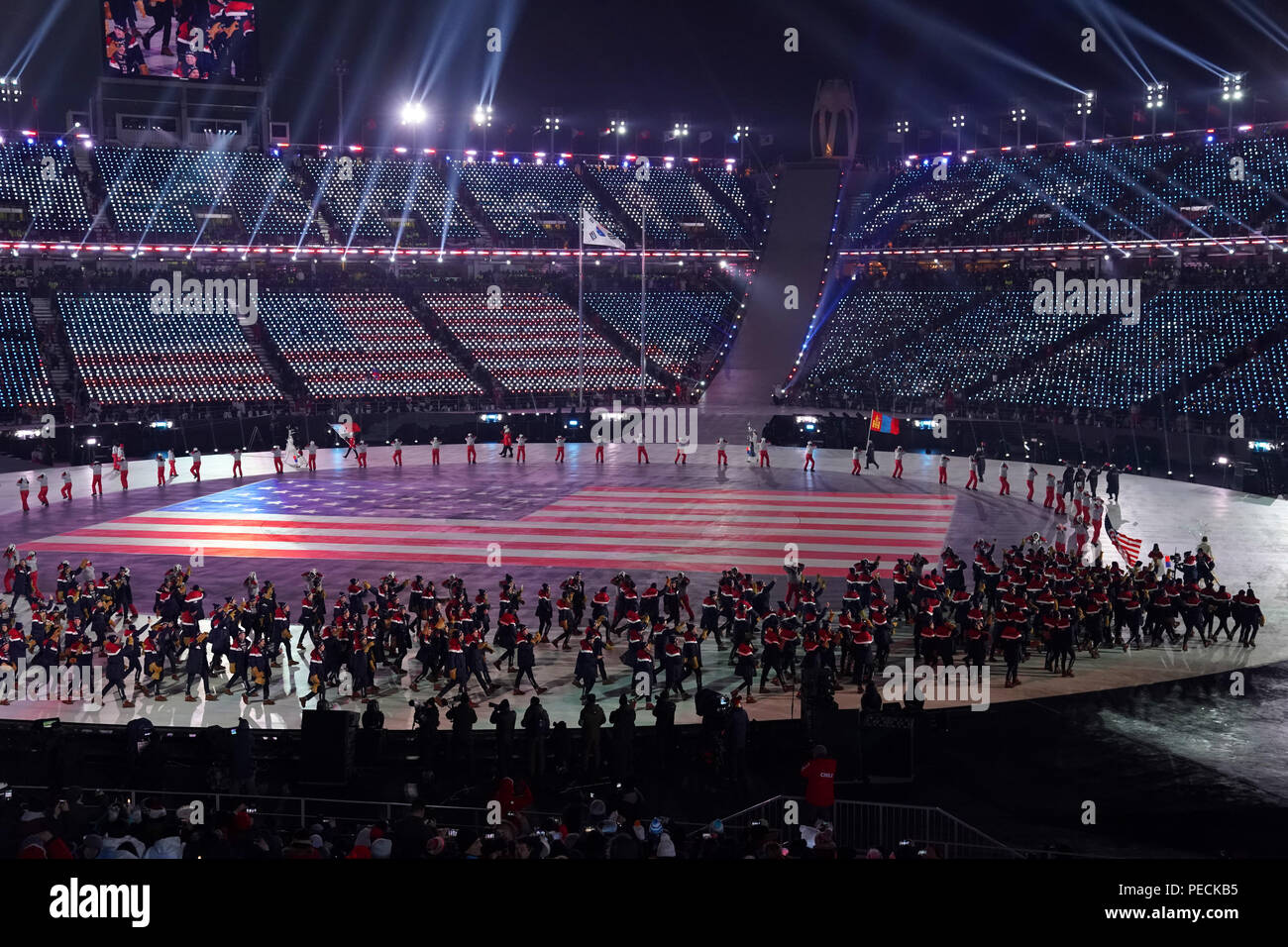 American Olympic team marched into the PyeongChang 2018 Olympics ...