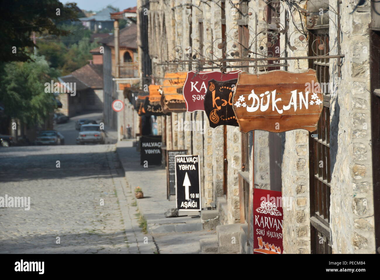 Old Town, Shopping Street, Sheki, Azerbaijan Stock Photo - Alamy