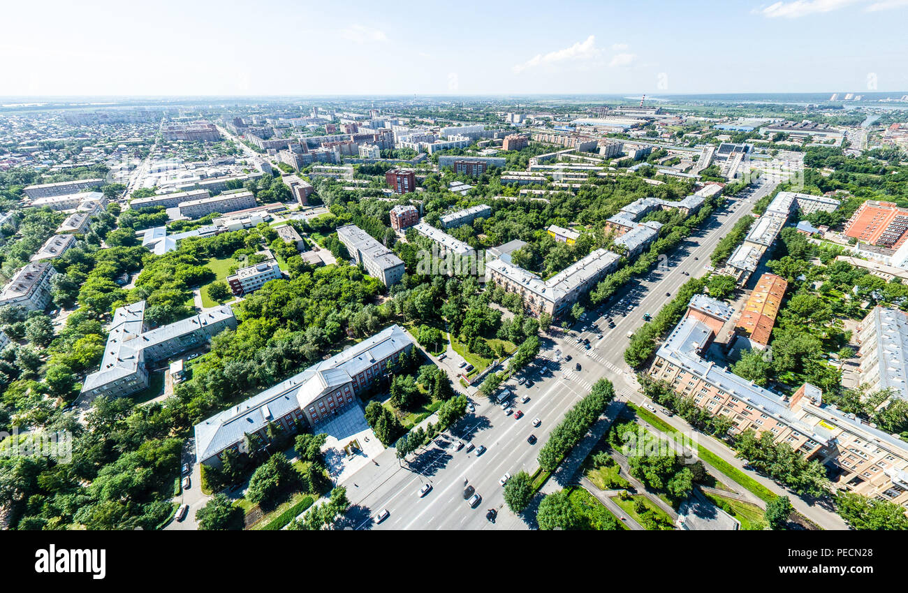 Aerial city view with roads, houses and buildings Stock Photo - Alamy