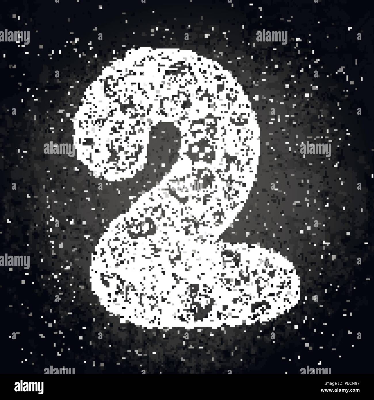 Number Two. Hand drawn doodled kids numbers. Cute monstred numbers ...