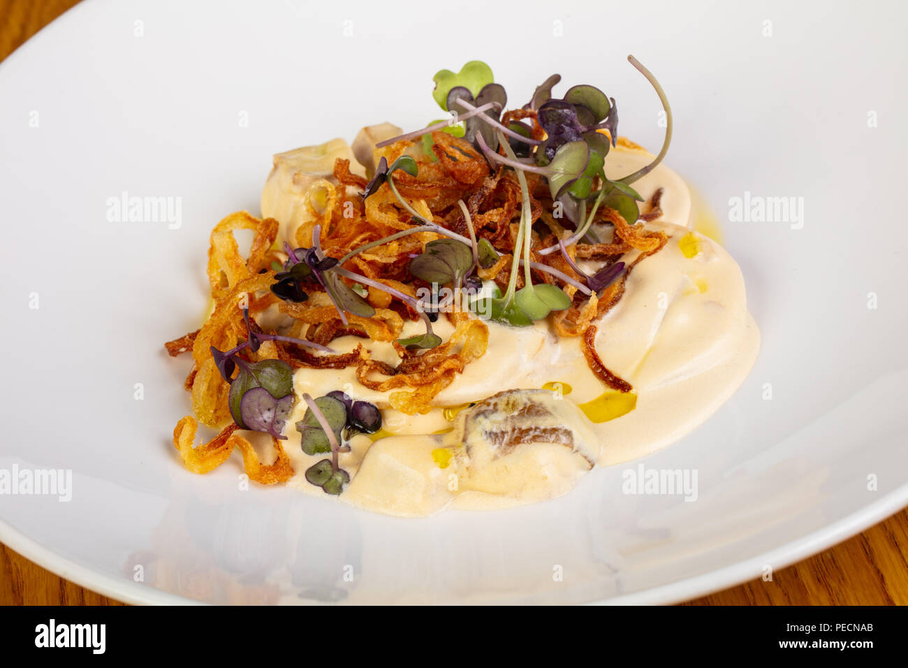 Ravioli with rabbit and sauce Stock Photo - Alamy