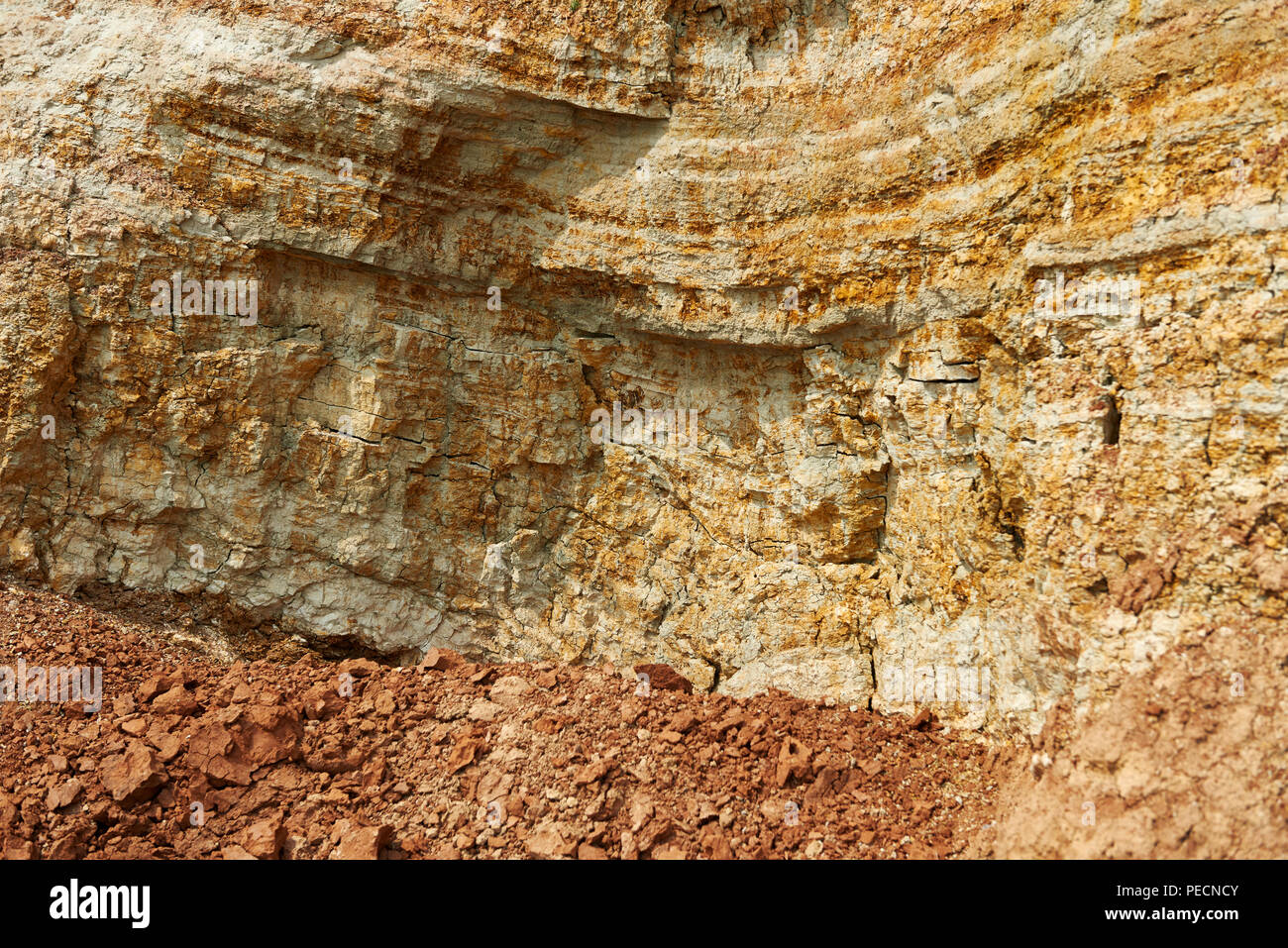 the texture of the dry clay at the sea cliff, sea coast with high hills ...