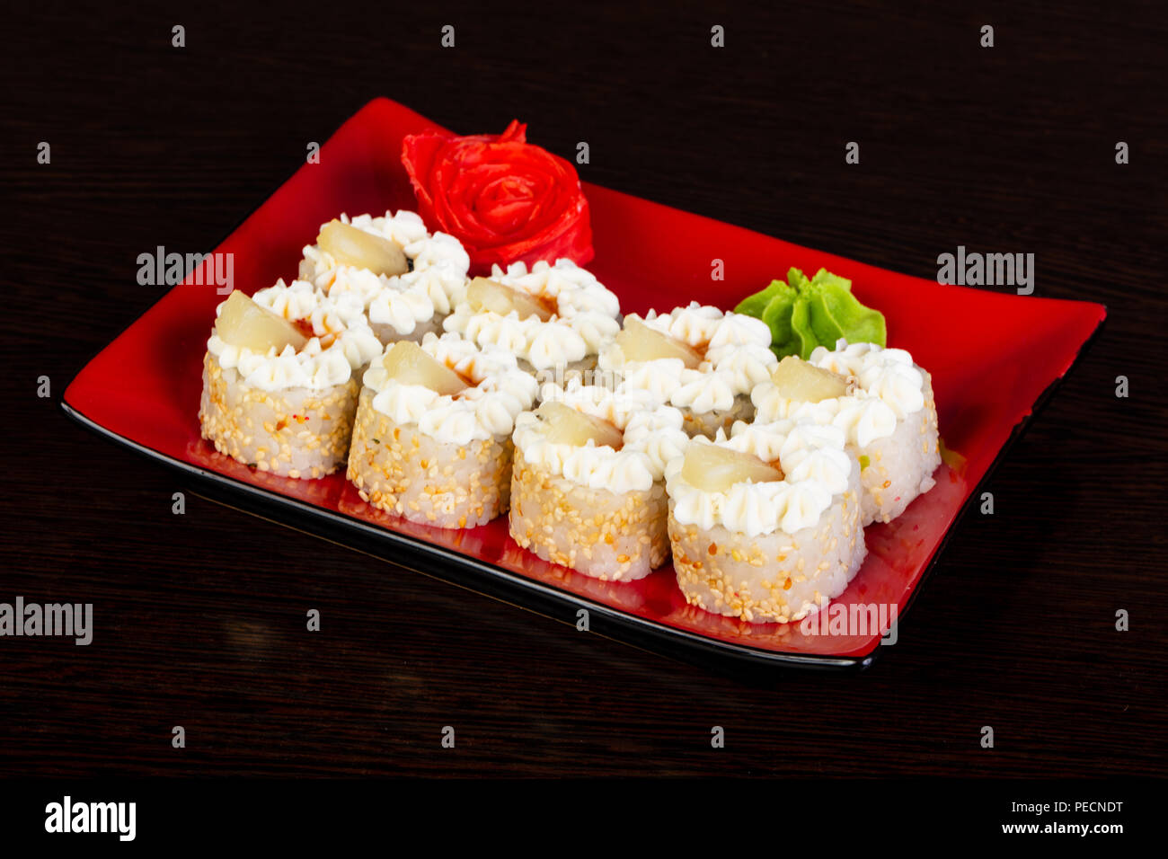 Japanese sweet roll with fruits Stock Photo - Alamy