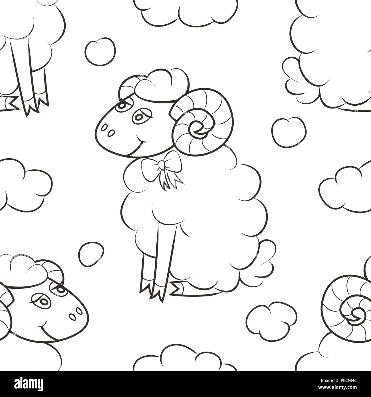 Sheep flying in the clouds. Cute Wallpaper for kids. Vector ...