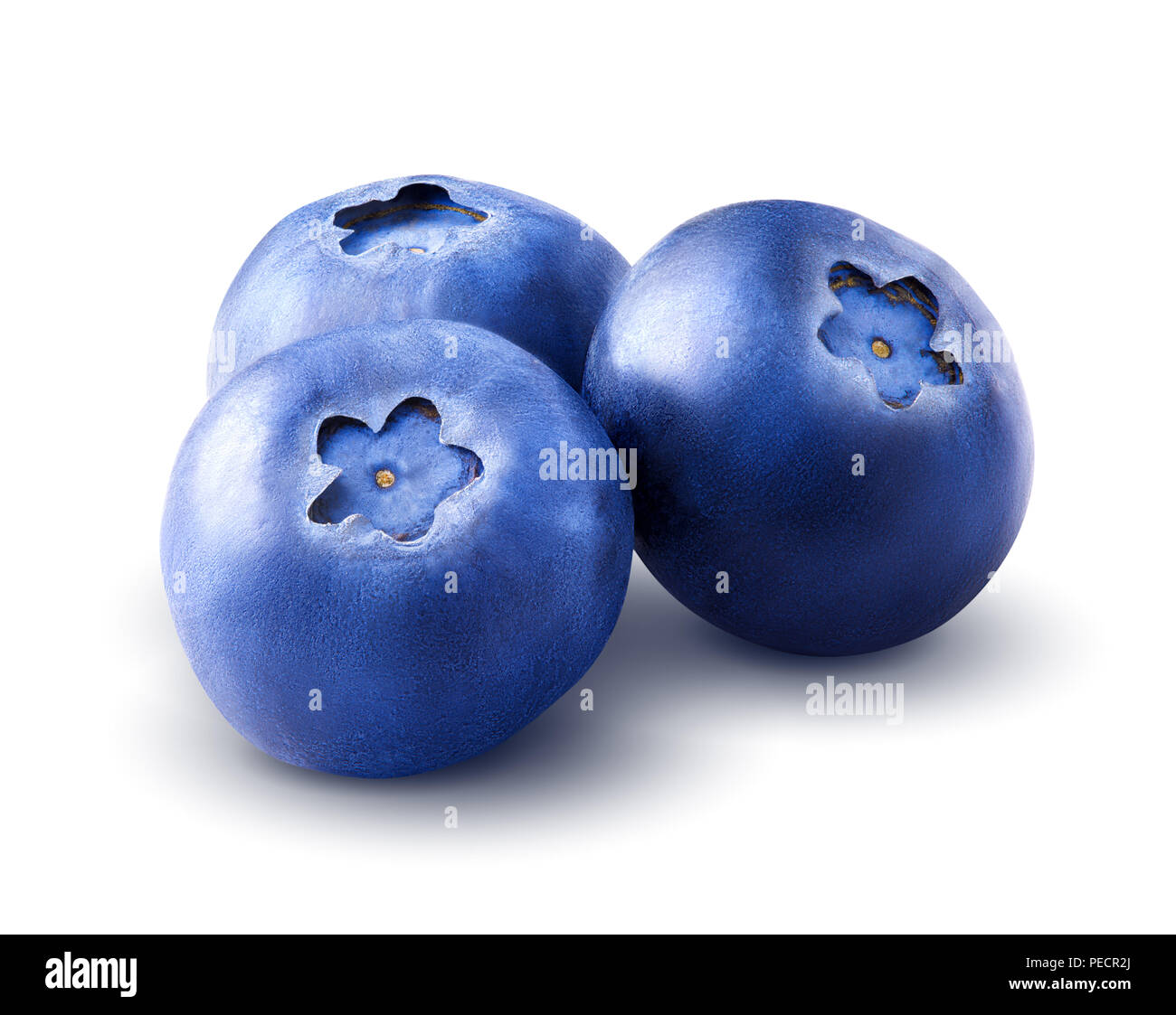 Three blueberries. Berry isolated on white background. With clipping ...