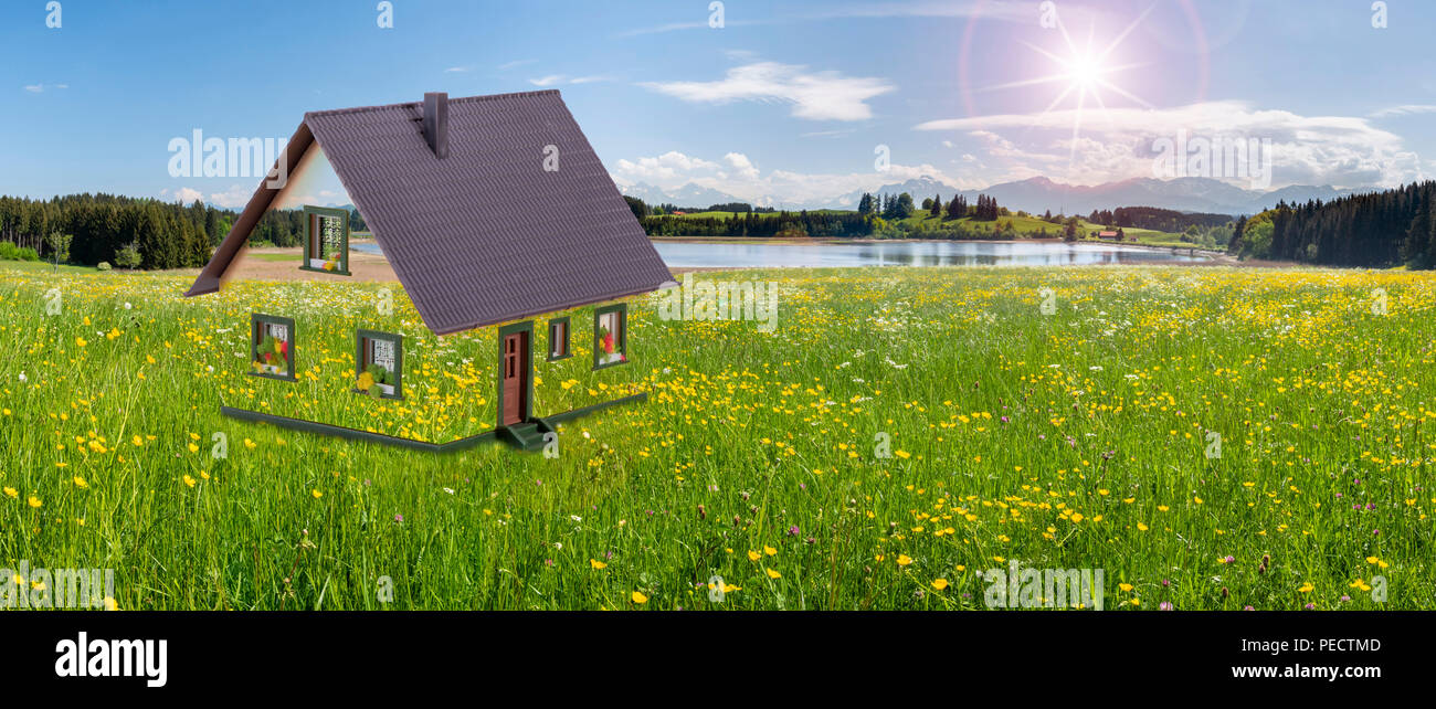 model house in beautiful landscape Stock Photo - Alamy